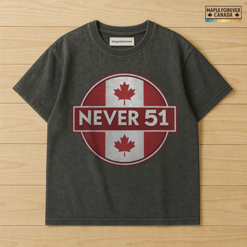 Never 51 – Canadian Flag Badge Graphic – T-Shirt - Mapleforever